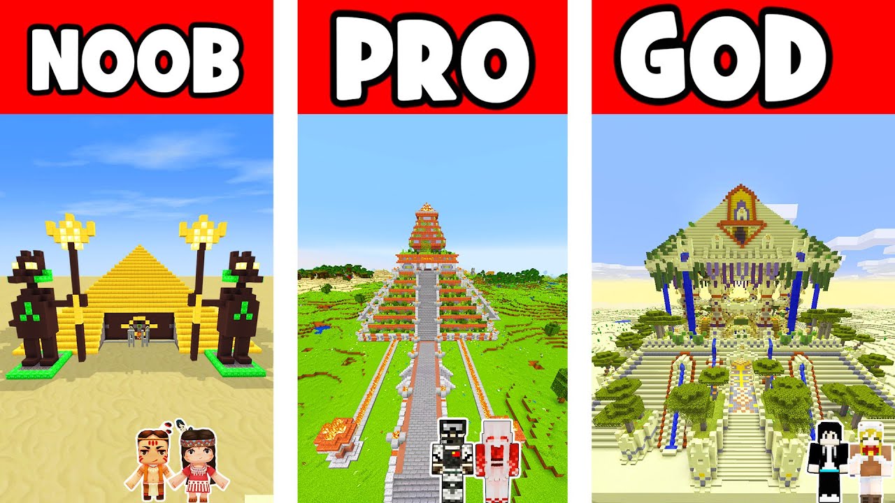 Building pyramids in Minecraft & Miniworld NOOB VS PRO VS GOD Ancient ...