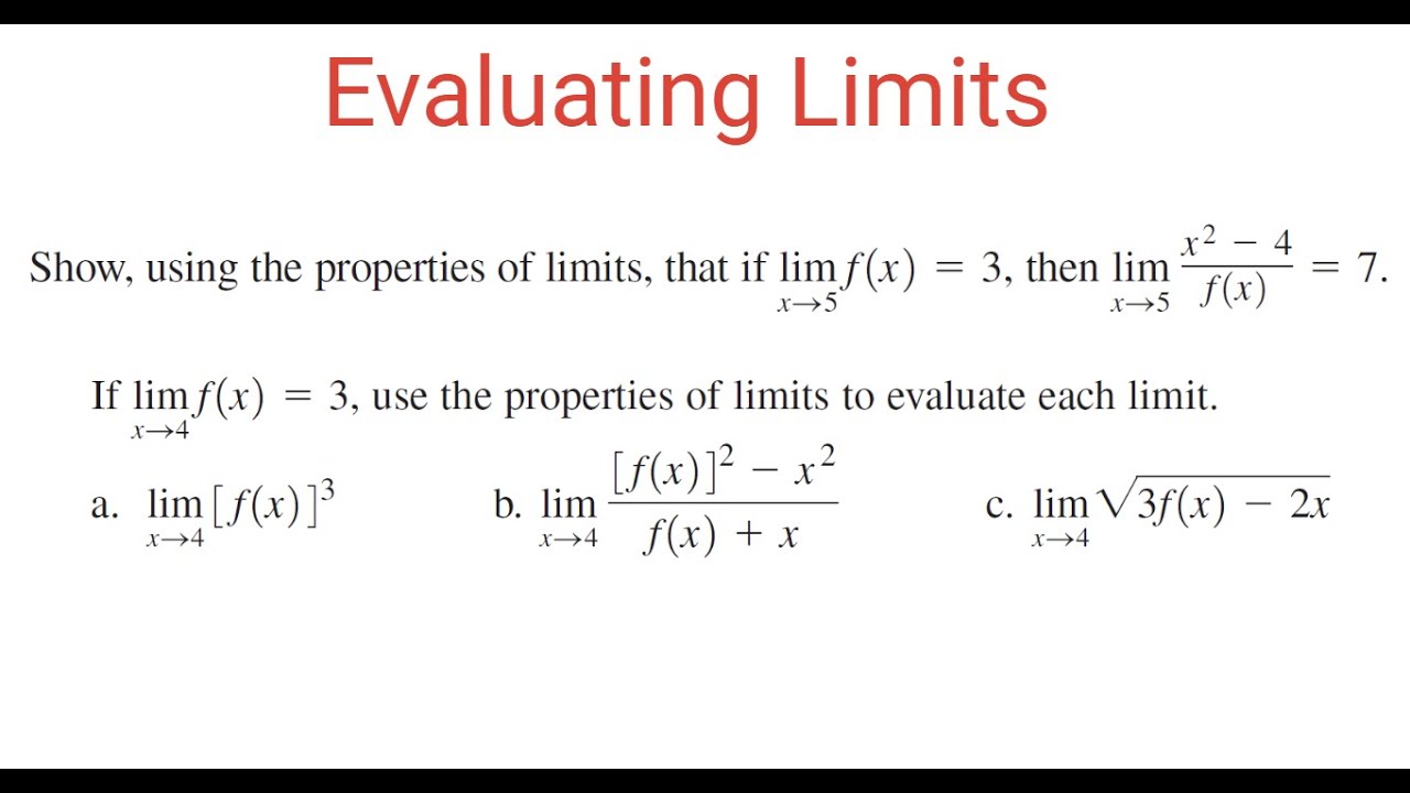 EVALUATING LIMITS Using Different Properties Of Limits - YouTube