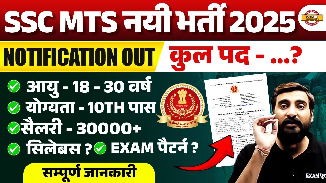 SSC MTS NOTIFICATION 2025 | SSC MTS NEW VACANCY 2025 | SSC MTS SYLLABUS ...