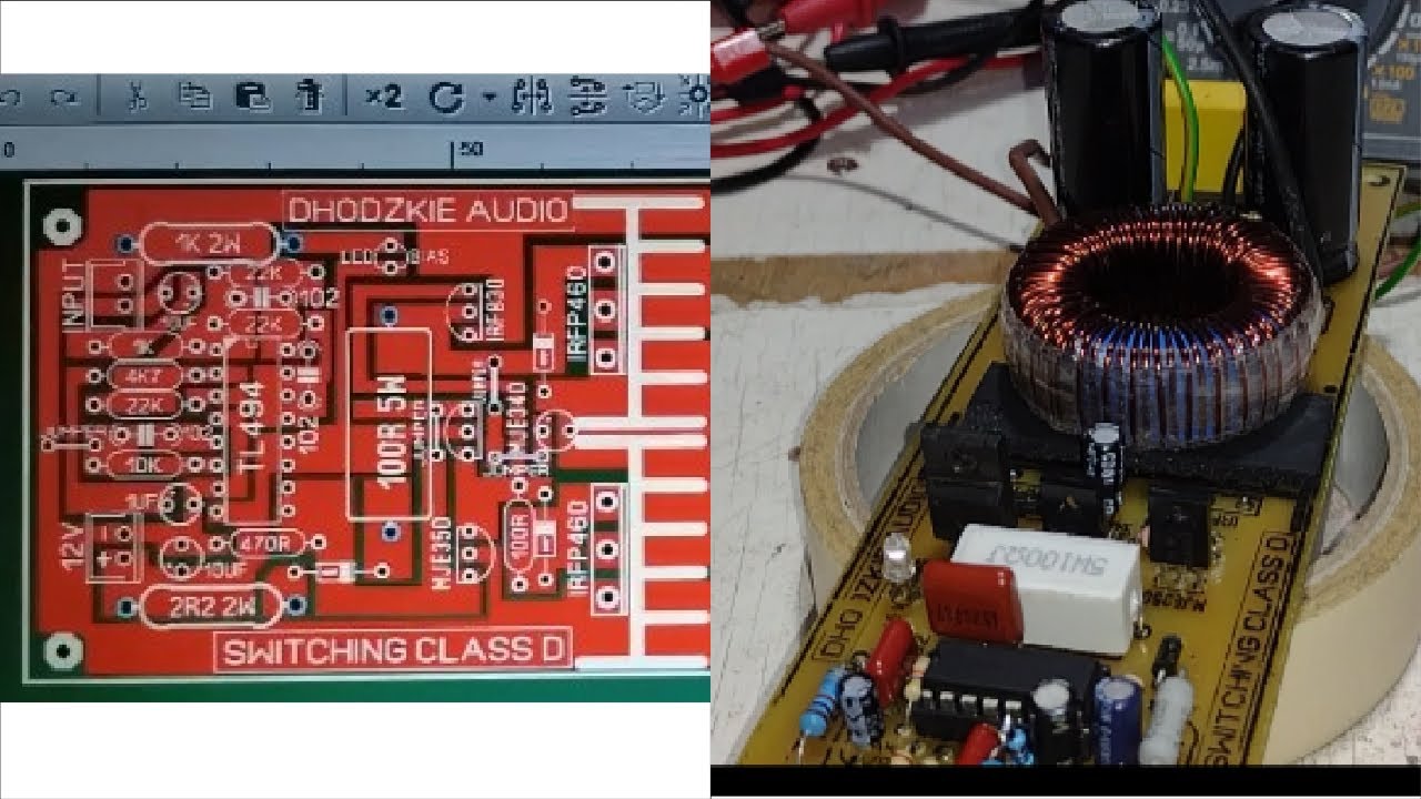 TL494 SWITCHING CLASS D AMPLIFIER FINAL TEST at 153vdc single supply ...