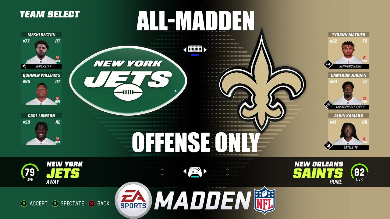 Madden NFL 23 Saints vs. Jets (All-Madden) (Saints Offense Only) - YouTube