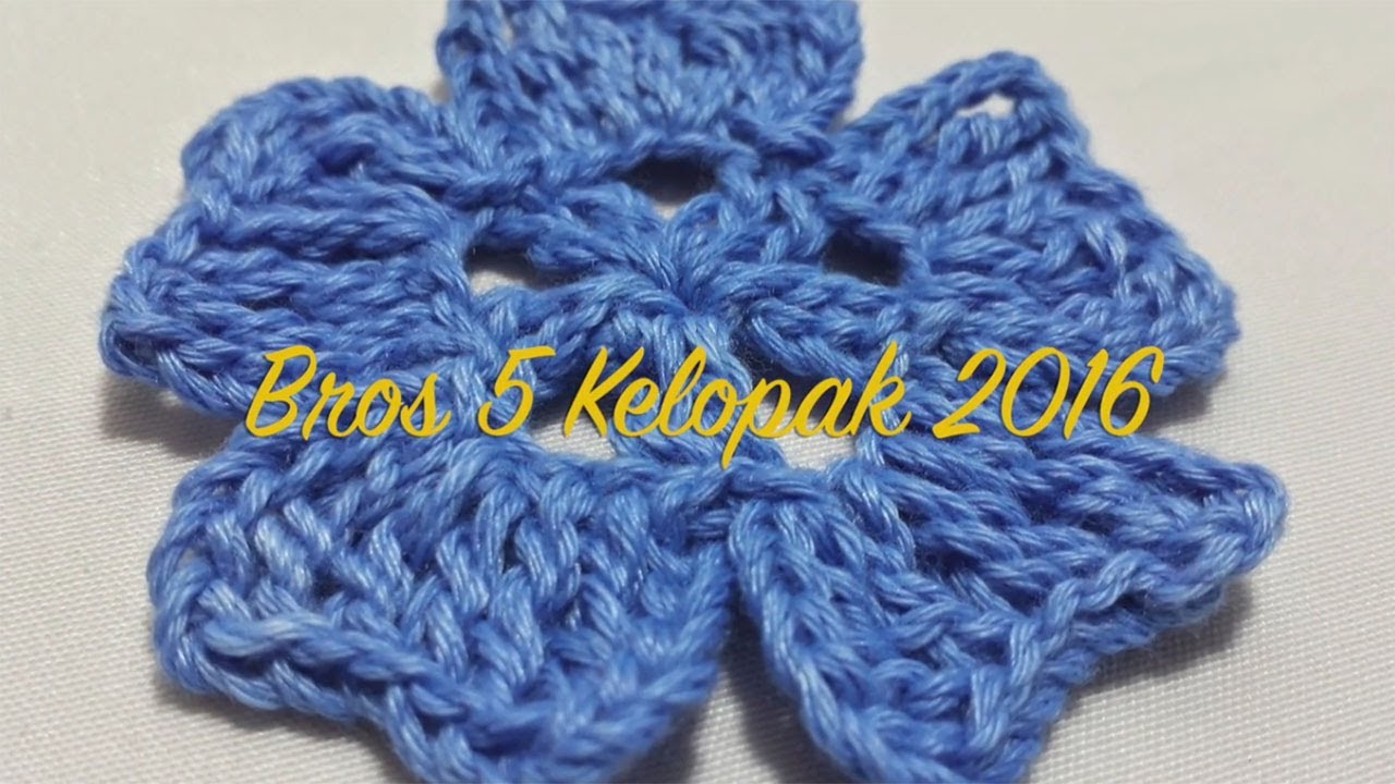 Cara Merajut Bros Bunga 5 Kelopak - YouTube