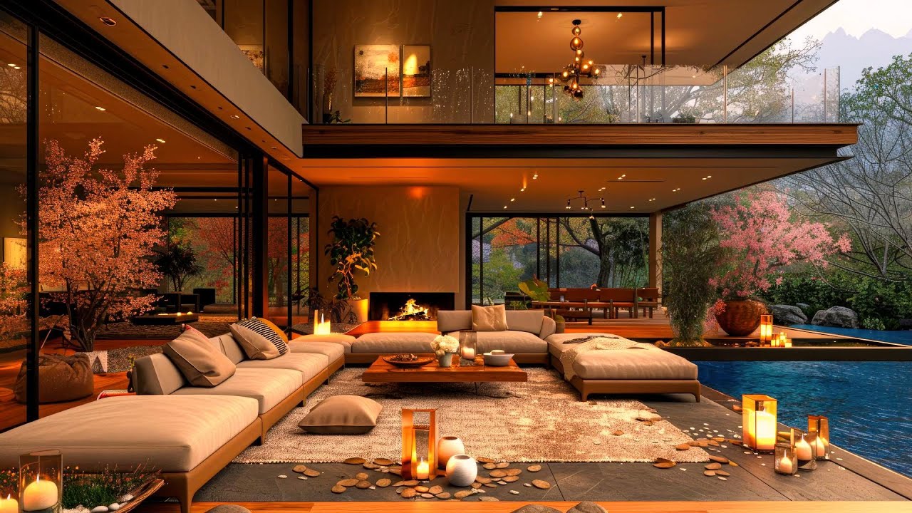 Soothing Jazz Piano Music in a Luxury Living Room Ambience with ...