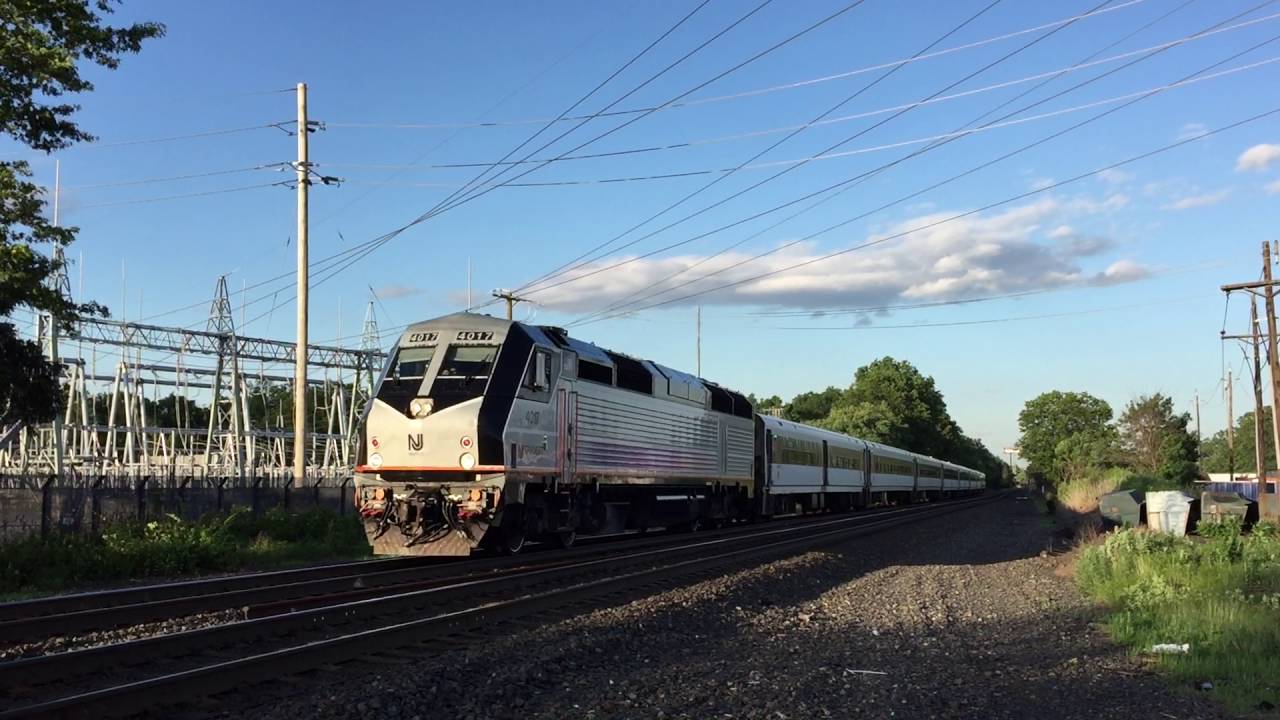 NJ Transit HD 60fps: Alstom PL42AC 4017 Leads Raritan Valley Line Train ...