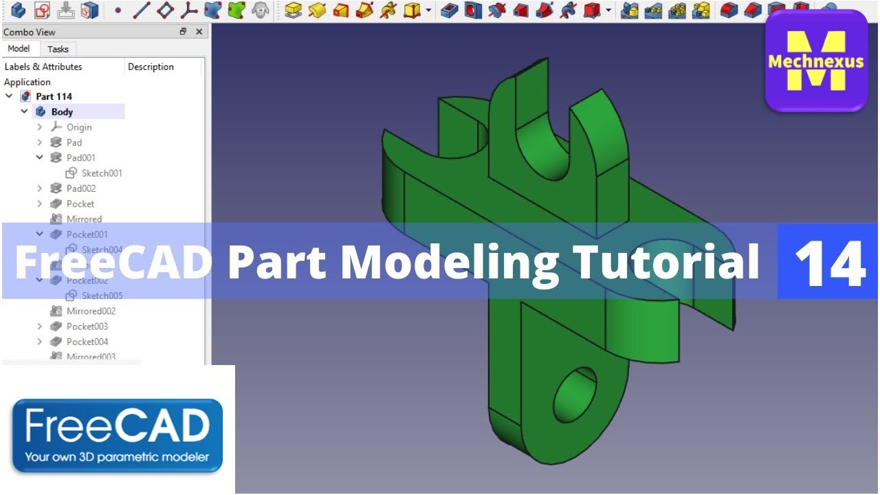FreeCAD Part Modeling Tutorial 14 | FreeCAD Tutorial | FreeCAD Beginner Tutorial | Mechnexus ...