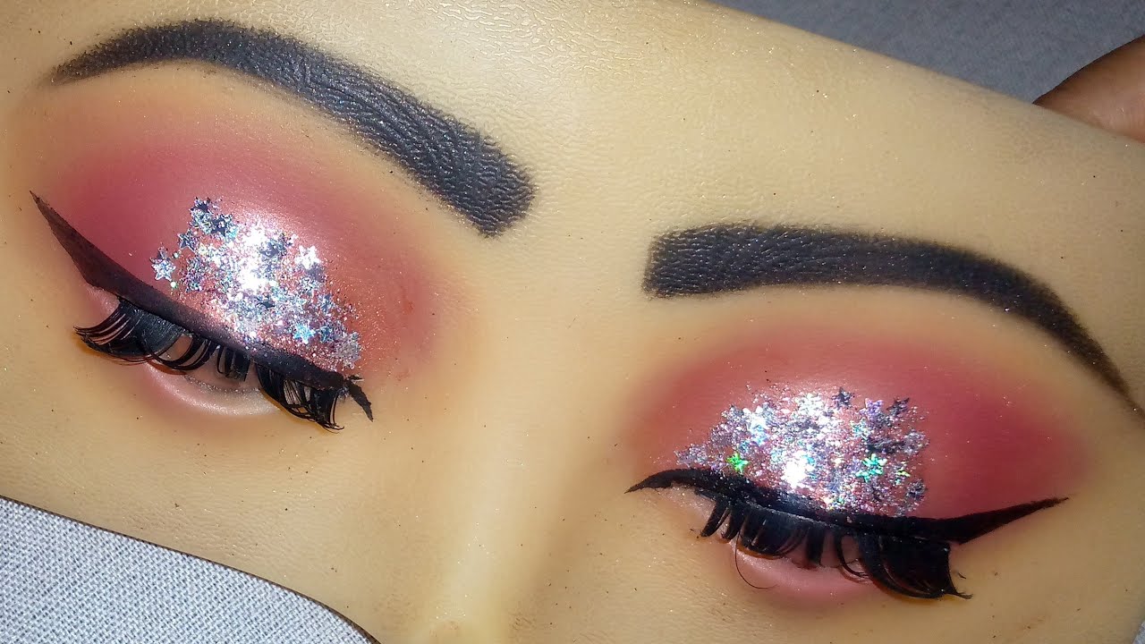 Chunky glitter makeup look for weddings | Glossy makeup look tutorial ...