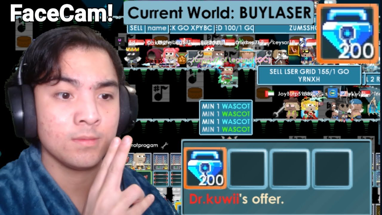Buylaser 200 BGL WORLD! 🤑 + (FaceCam) - Growtopia - YouTube