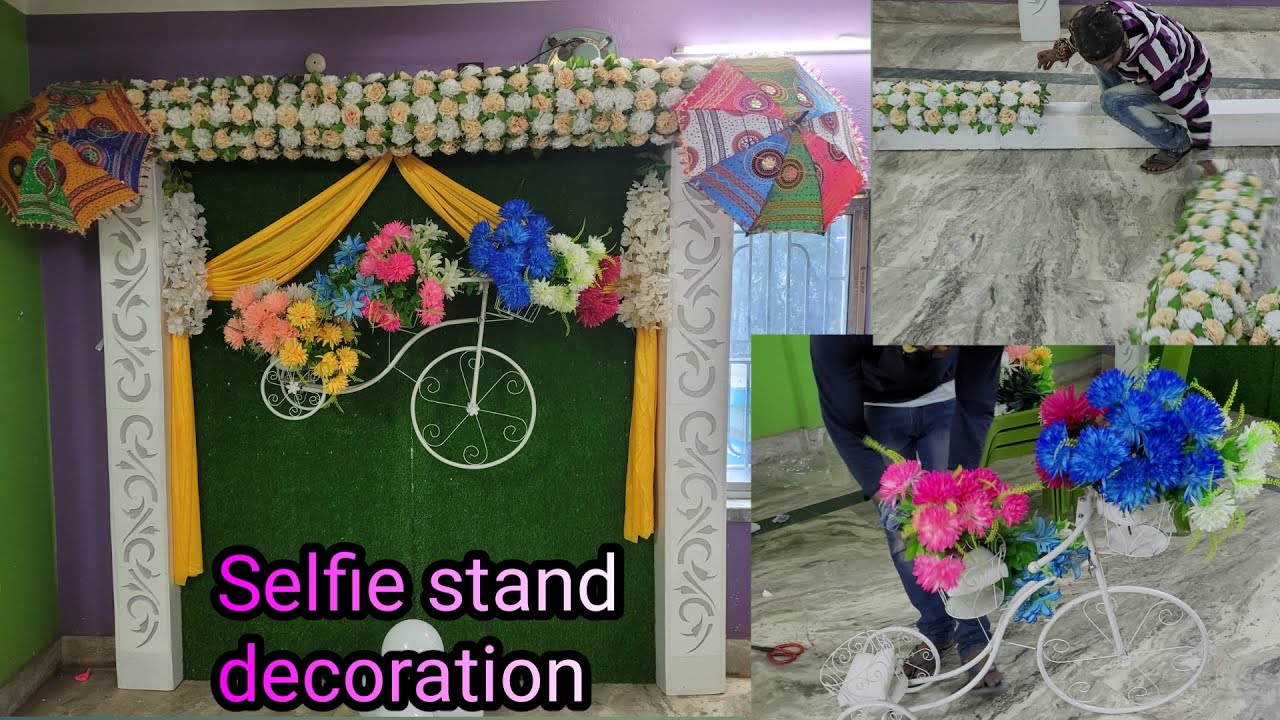 Flower decoration || how to make selfie stand for wedding decoration ...