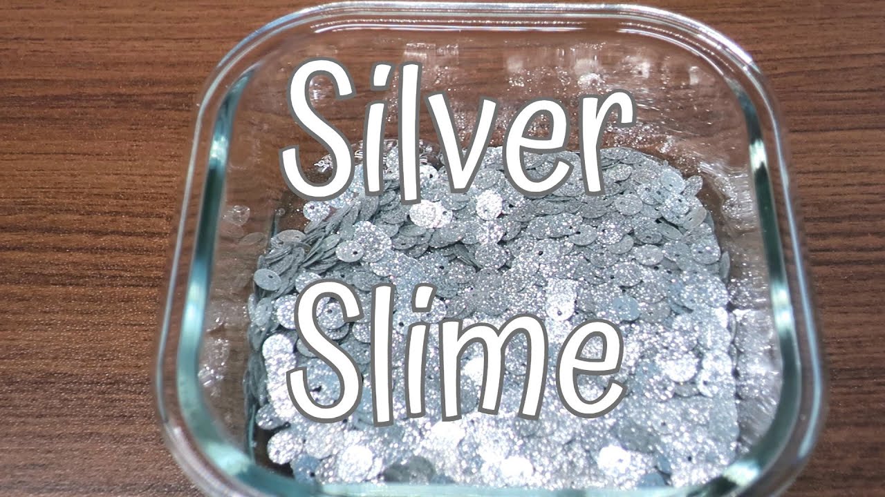 Mixed Silver sequins to slime! Satisfying slime 銀のギラギラスパンコールスライム - YouTube