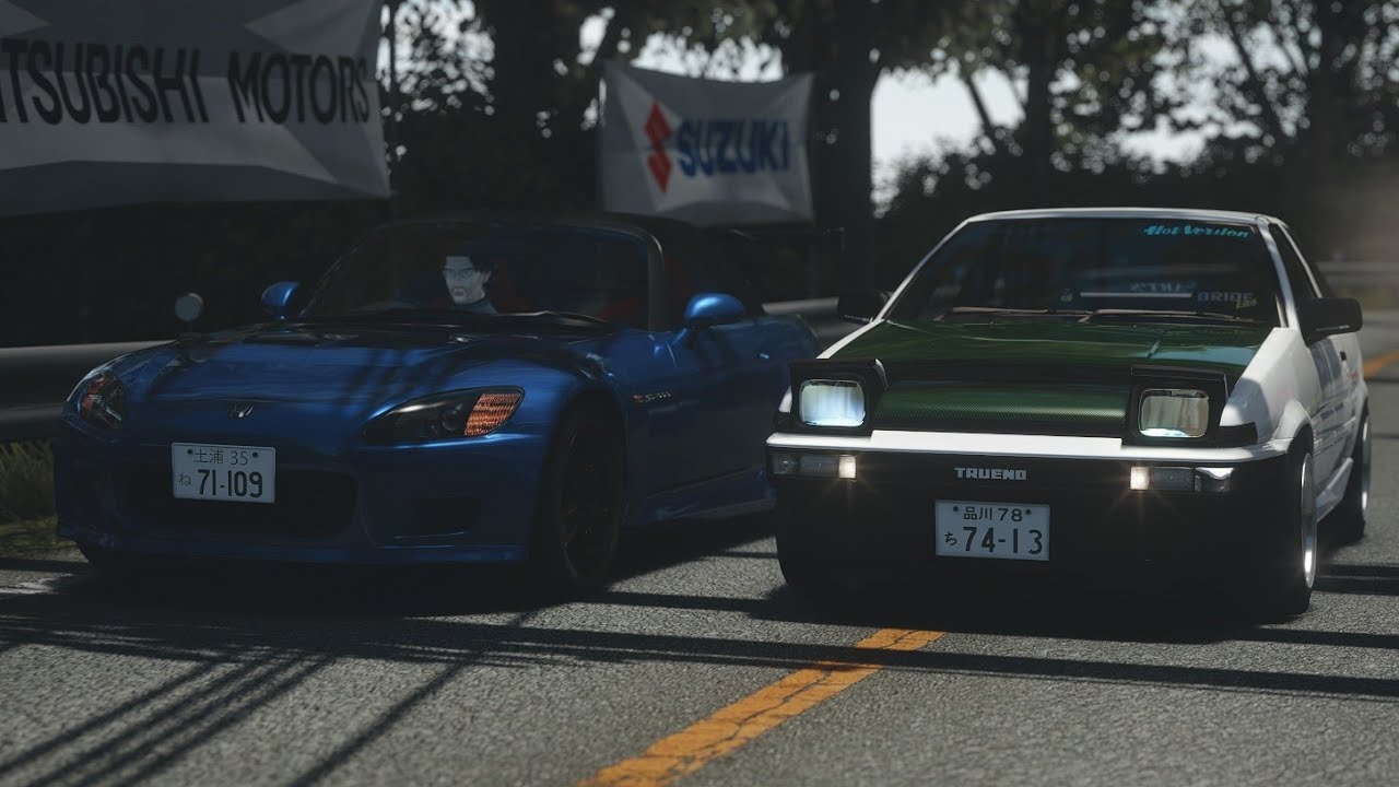 Tsuchiya AE86 vs joshima S2000 - YouTube