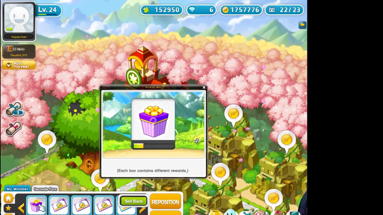 Maplestory, opening 98 Monster life boxes, guess how many gems i got ...