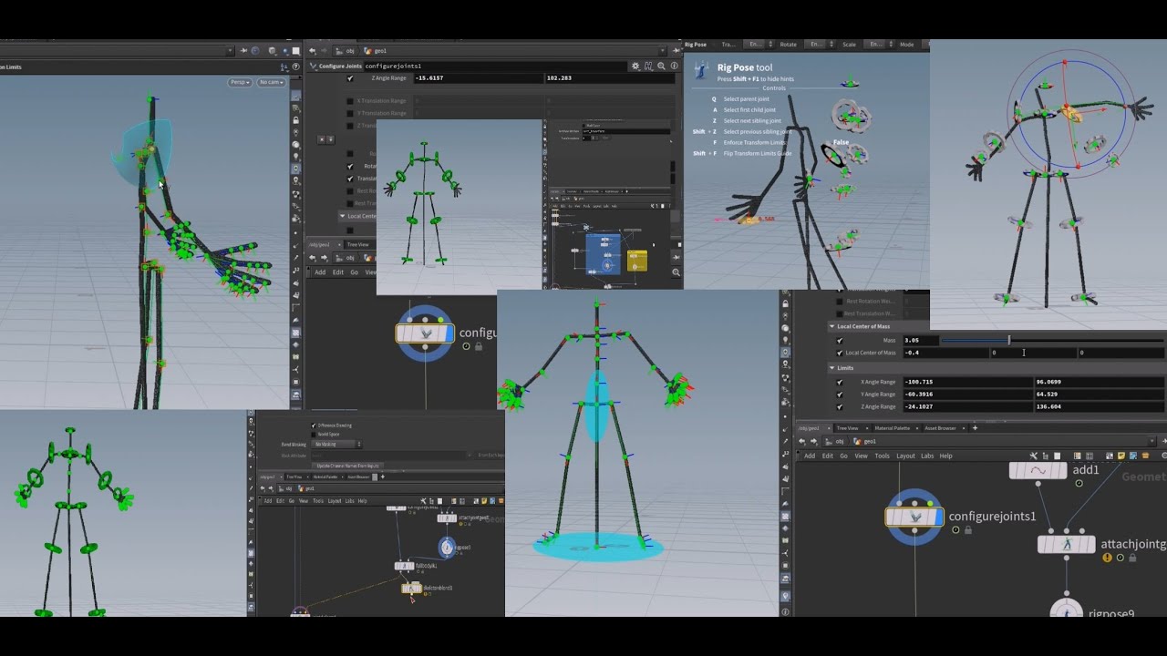 Houdini character сreation.KineFX. Full Body IK . Skeleton Blend ...