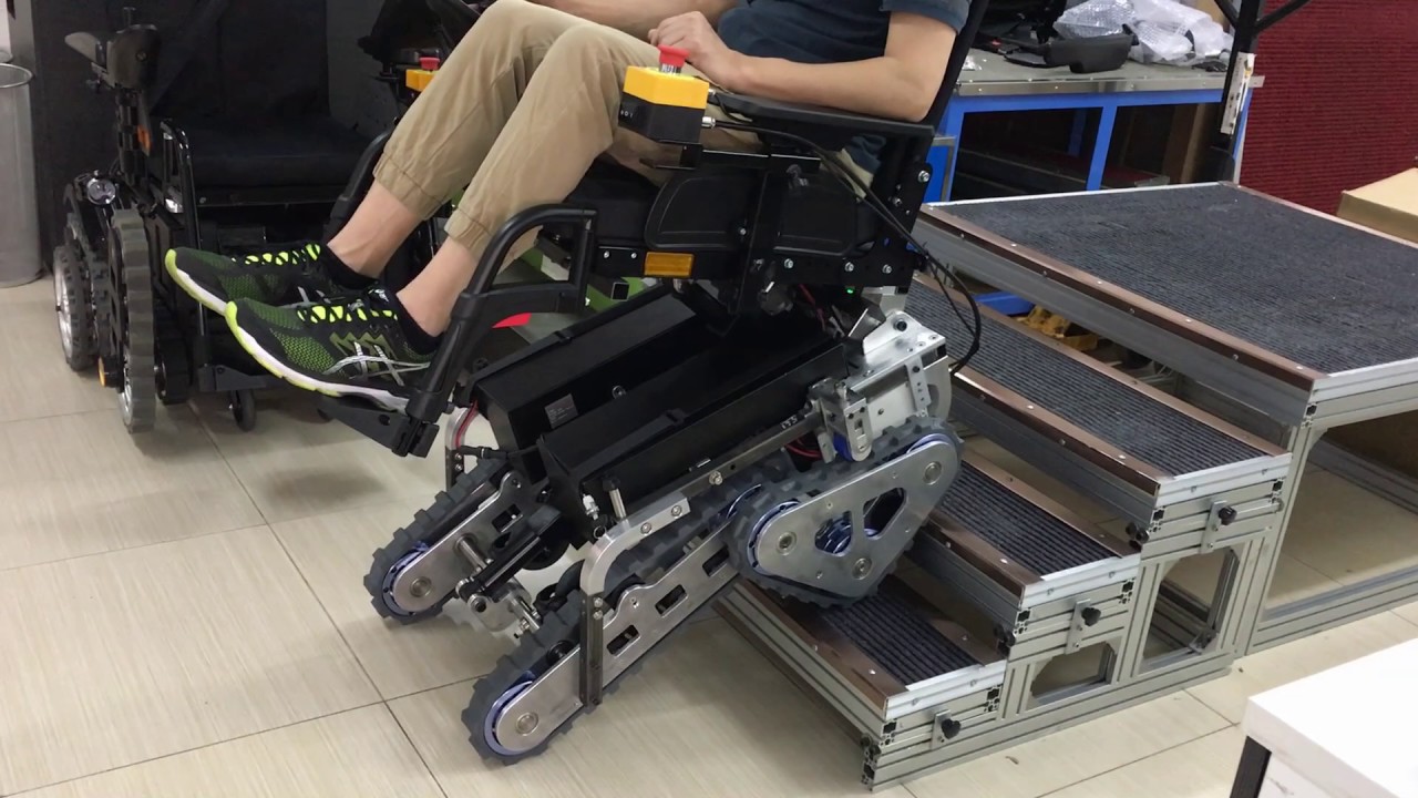 First test ride of our new patented mini stair climbing wheelchair ...