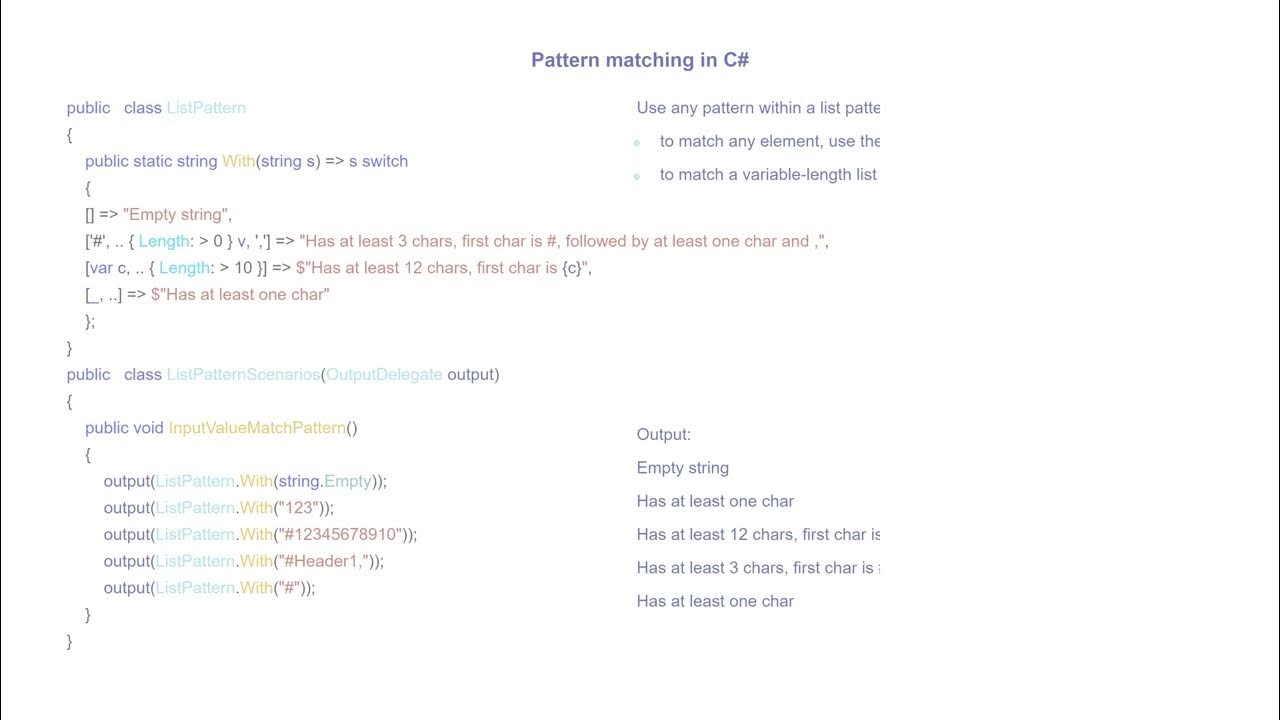 List pattern, relational and logical patterns in C# in 2 mins #coding ...