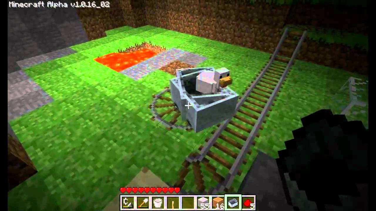 Minecraft - Chicken riding minecart - YouTube