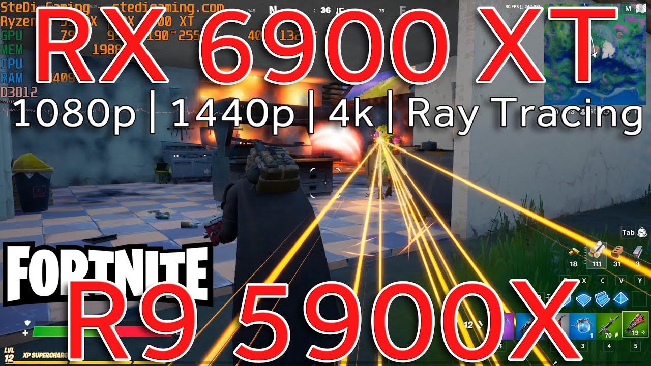 R9 5900X & RX 6900 XT Fortnite 1080p 1440p 4K Epic Plus Ray Tracing ...