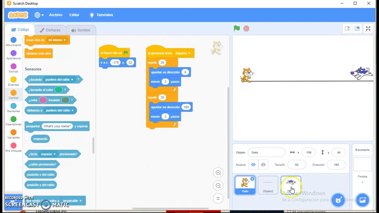Primera versión de un videojuego en Scratch (El perro y el gato) - YouTube