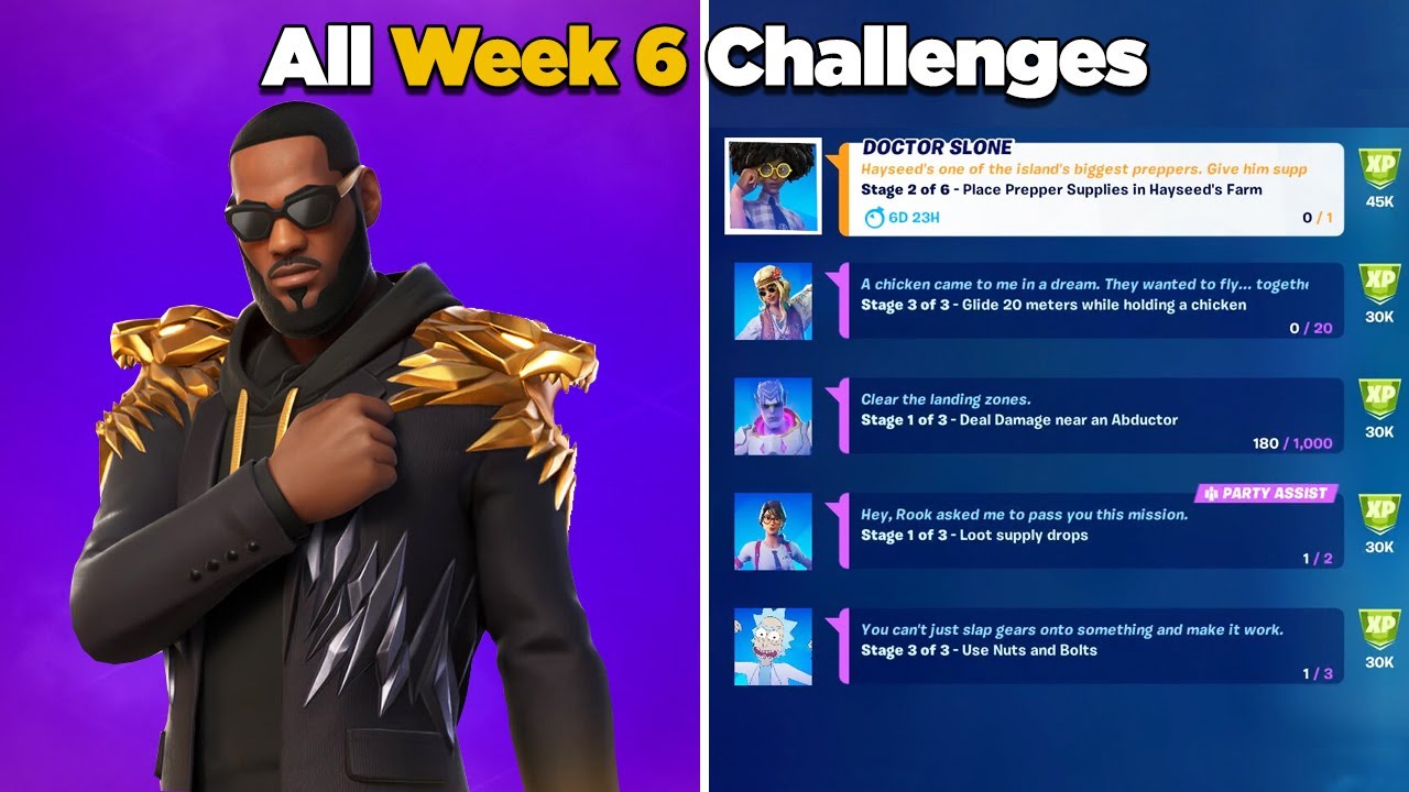 Fortnite All Week 6 Challenges Guide Epic and Legendary Quests - YouTube