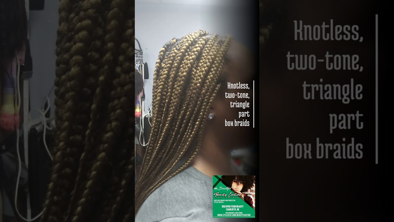 Knotless, two-tone, triangle part box braids - YouTube