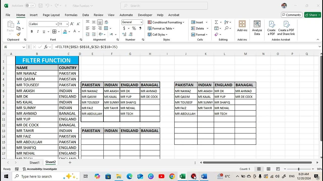 Filter Function in Excel | Use of Filter function in Excel | - YouTube