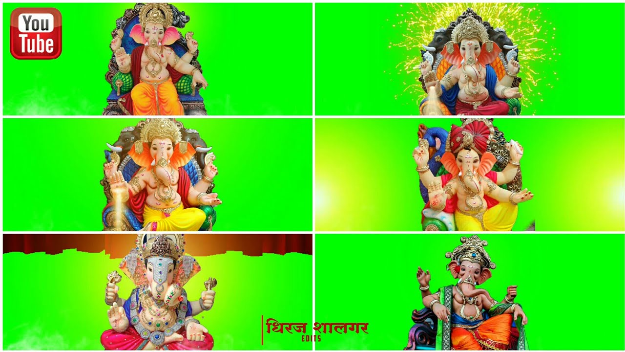 Multi Ganpati's GreenScreen Video|God Ganesh Green Screen|Ganesha Idol ...