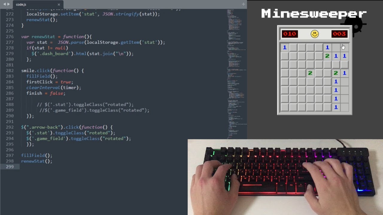 ASMR Programming - Minesweeper Game Coding (No Talking) - YouTube