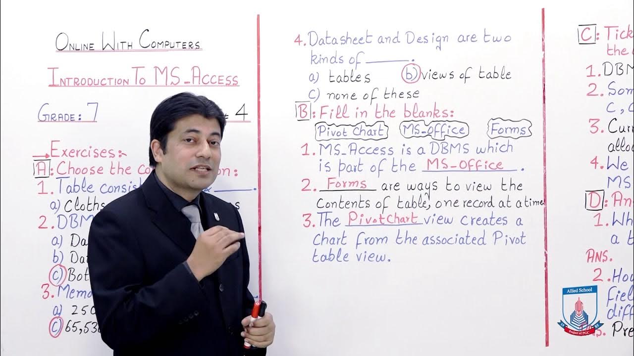 Class 7 - Computer Studies - Chapter 4 - Lecture 5 Exercises: A, B, C, D and F - Allied Schools ...