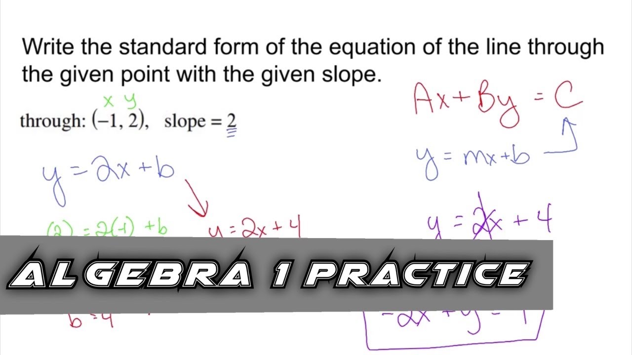 Algebra 1 Practice - Write an Equation in Standard Form (Example 1 ...