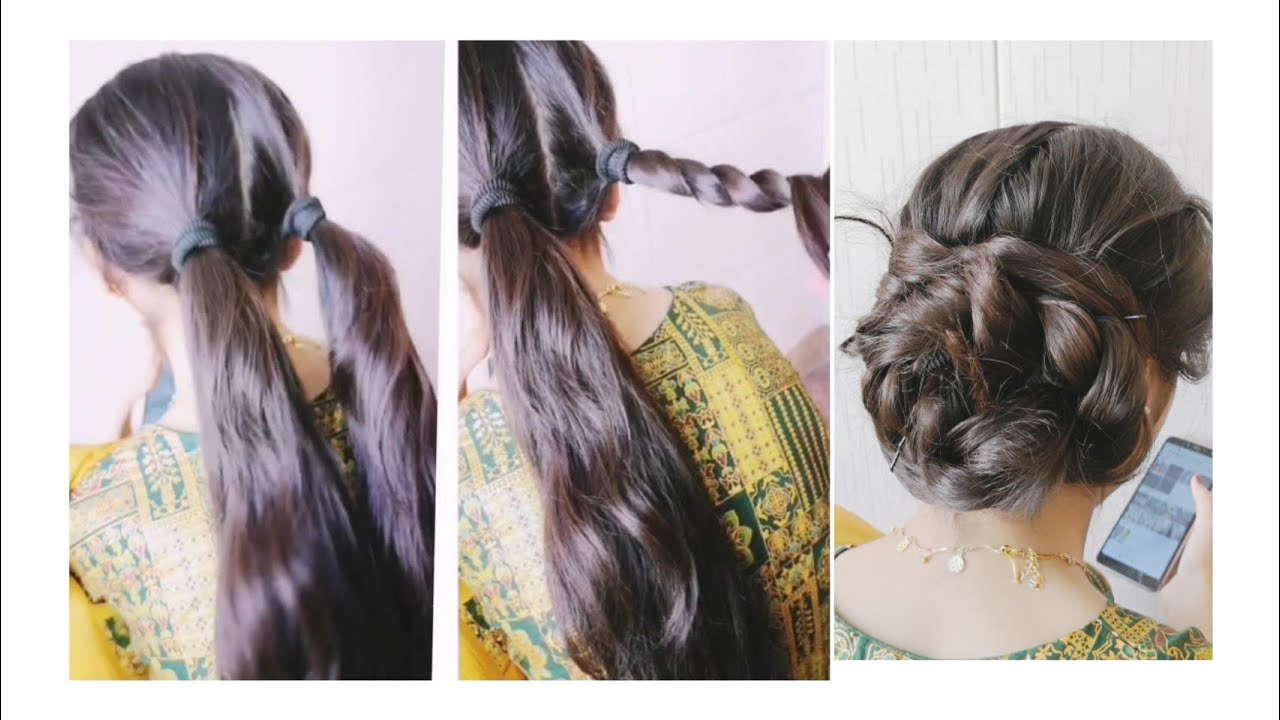 easy juda hairstyle /girls juda hairstyle /simple hairstyle for party ...