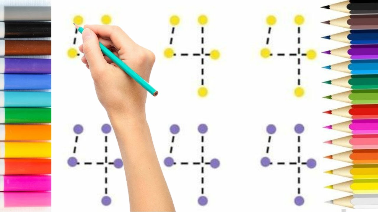 Learn to write 4 with Happy brain kids learning | how to write four ...