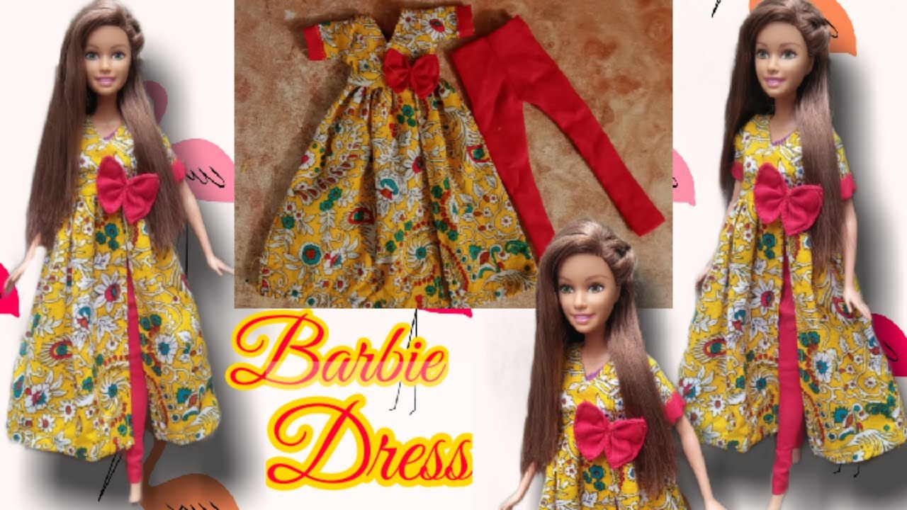 ️💛Making beautiful front cut frock for barbie doll || dollclothes ||A ...