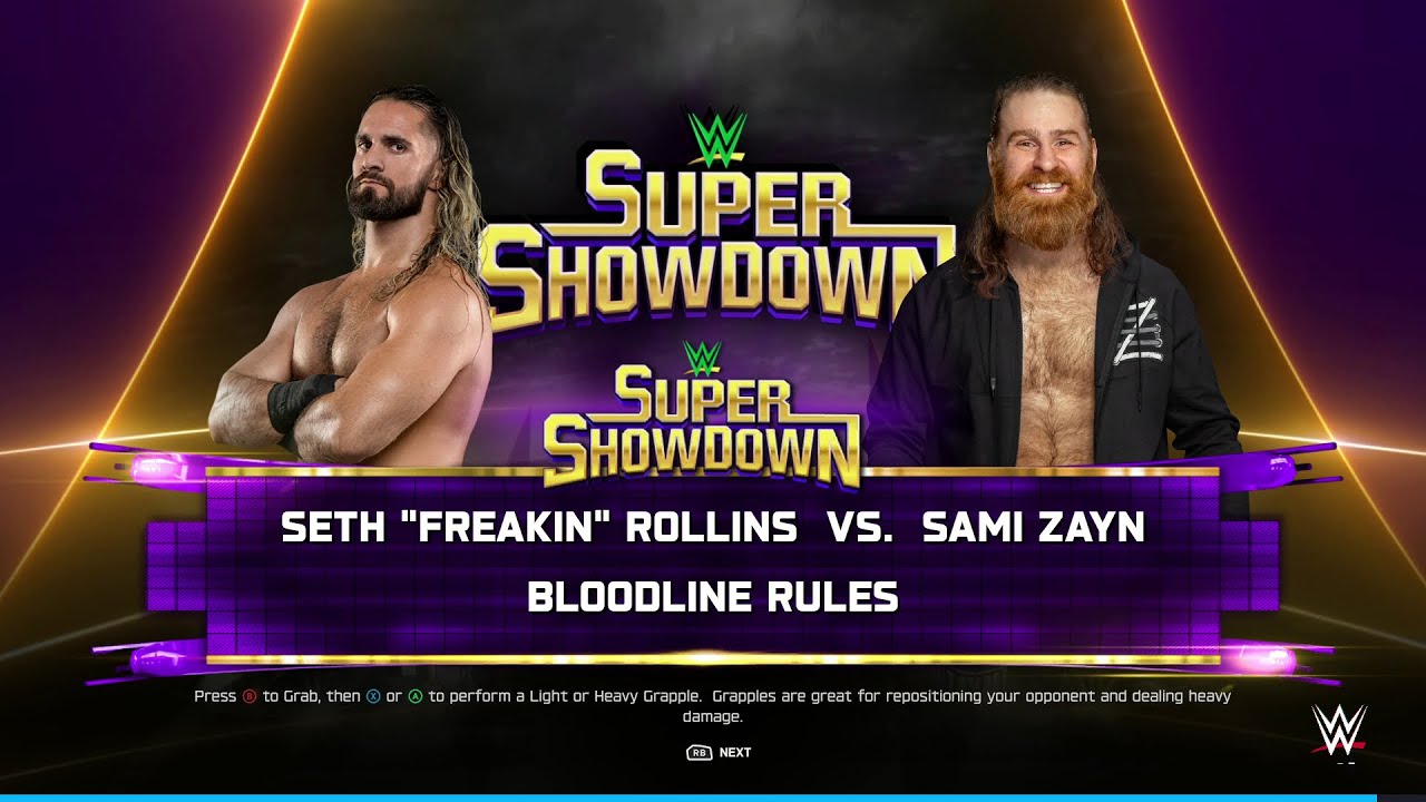 AMAZING BLOODLINE RULES MATCH SAMI ZAYN VS. SETH ROLLINS WWE 2K25 - YouTube