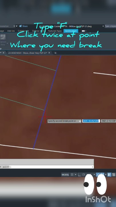 Split a line into 2 lines or break line a one point using BREAK Command in autocad #autocadtips ...