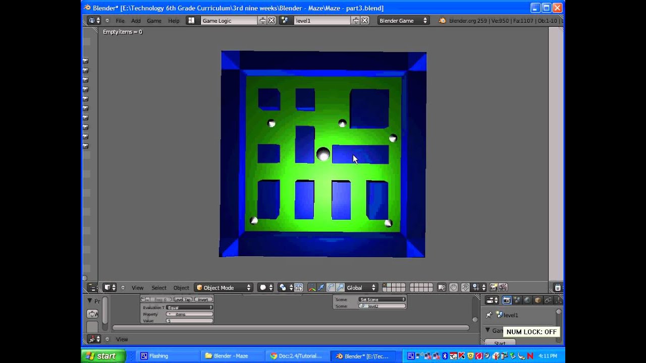 Blender 2.59 Maze Game - Part 4 - Creating a new scene.avi - YouTube