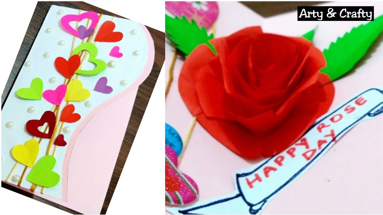 How to make Rose Day Card / Handmade Greeting Card / Easy Valentine ...