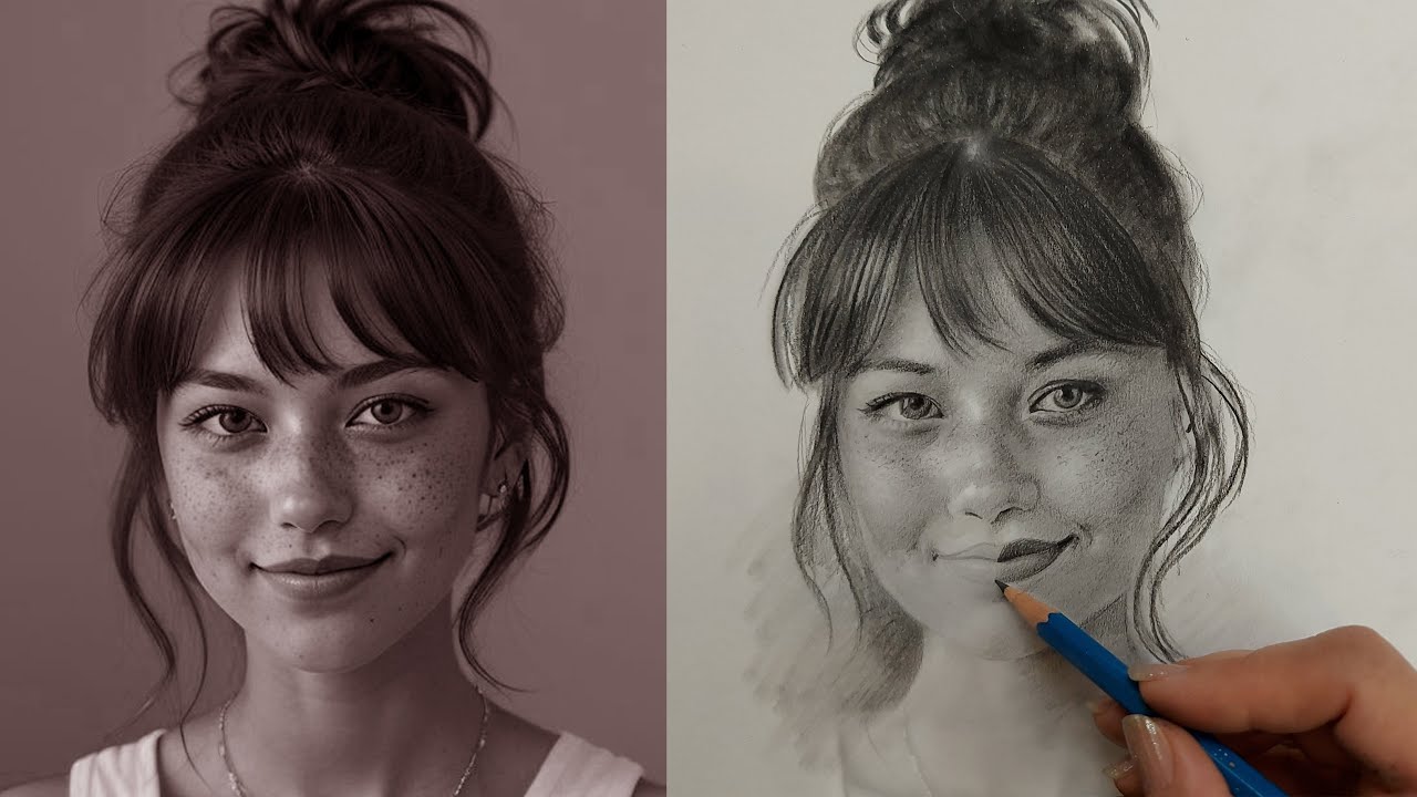 How To Draw and Shade a Realistic Portrait | Graphite Powder and Pencil ...