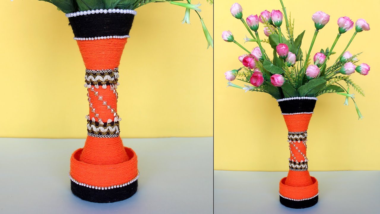 Plastic Bottle Flower Vase Making at home || DIY Flower Pot Making ...