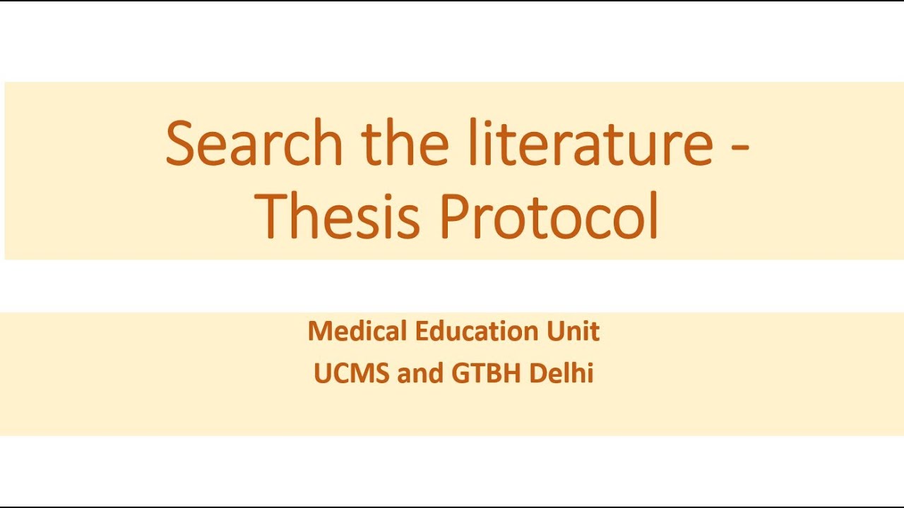 Searching the literature - Thesis protocol - YouTube