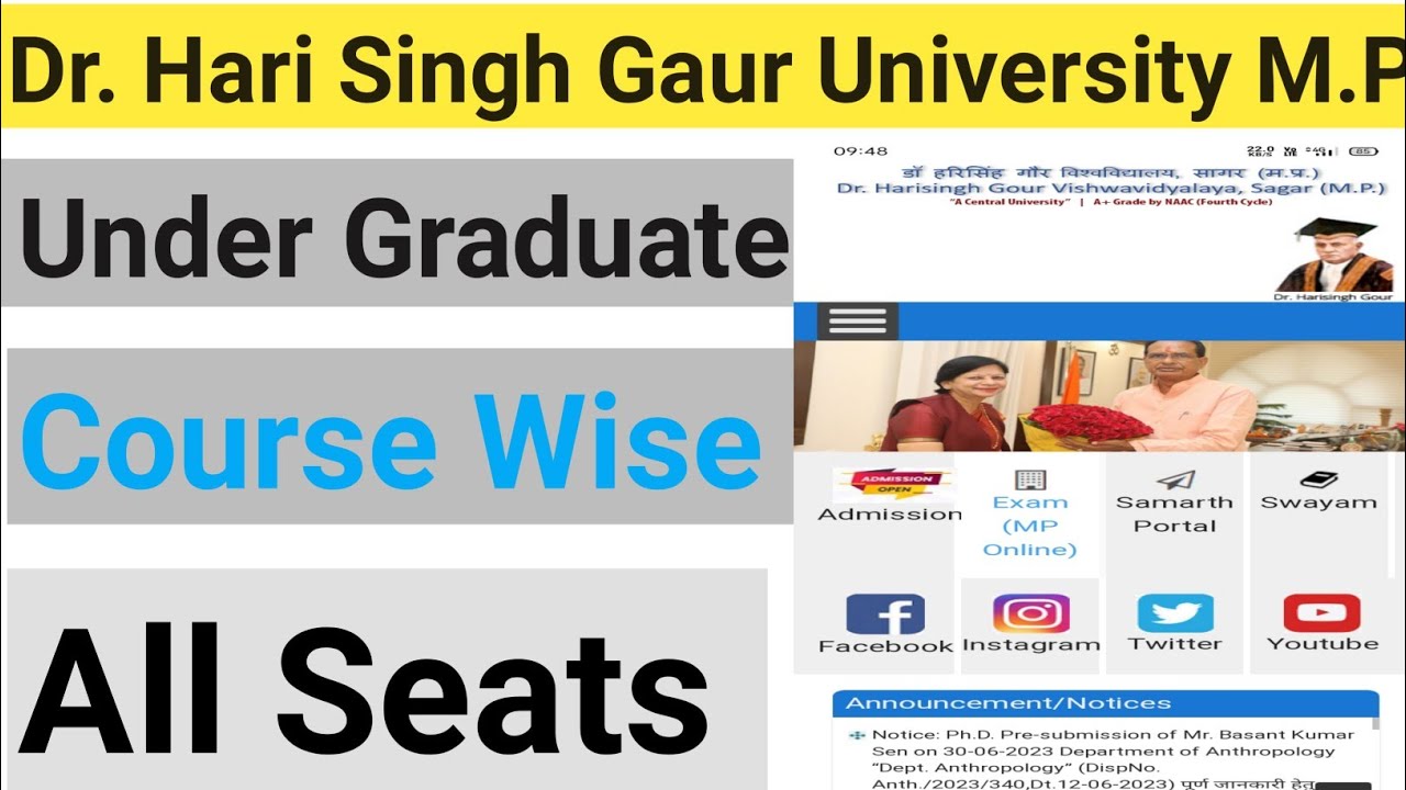 Dr. Harisingh Gour Sagar University Course Wise Seats|| Dhsgsu All ...
