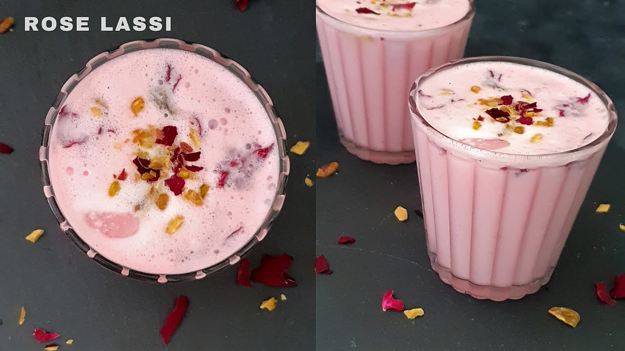 Easy Rose Lassi Recipe | Sweet Lassi | Rose Syrup Lassi - YouTube