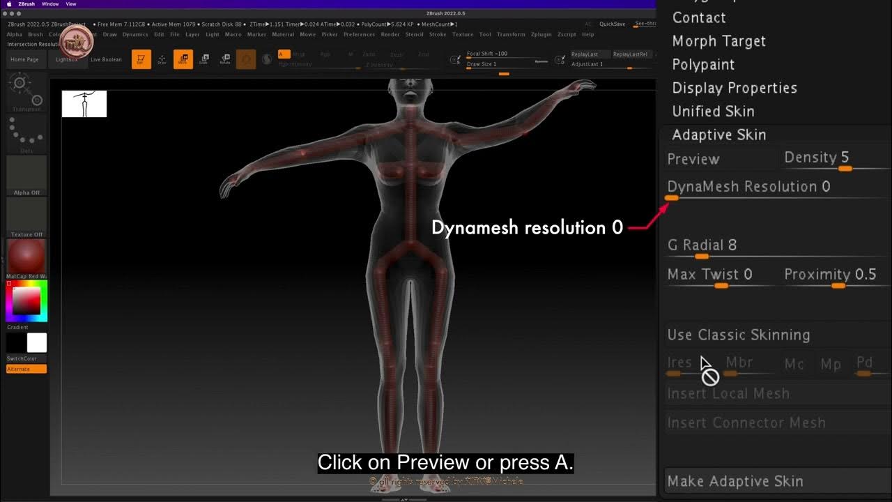 ZB_18.27 | Generate new tool or polymesh with subdiv intact from posed model using Adaptive skin ...