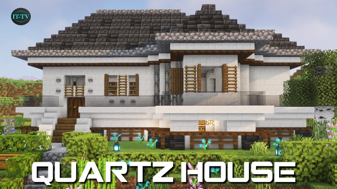 Compact QUARTZ House Design In Minecraft - TUTORIAL - YouTube