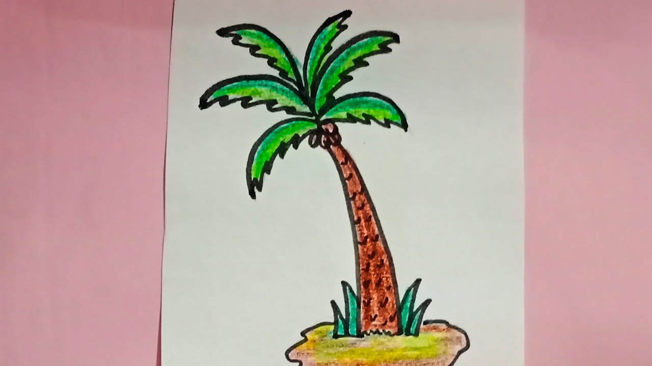 How to draw Tree 🌴#Easy to draw Tree with plastic crayons. - YouTube