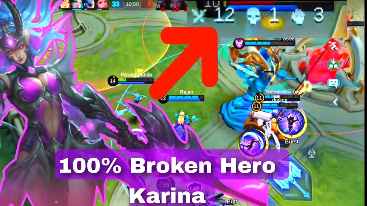 ONE SHOT Aggressive 100% broken Karina BUILD #mlbb - YouTube