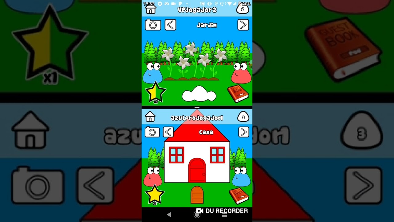 Testando os "amigos" de dois jogadores Pou Multiplayer Tela Dividida ...