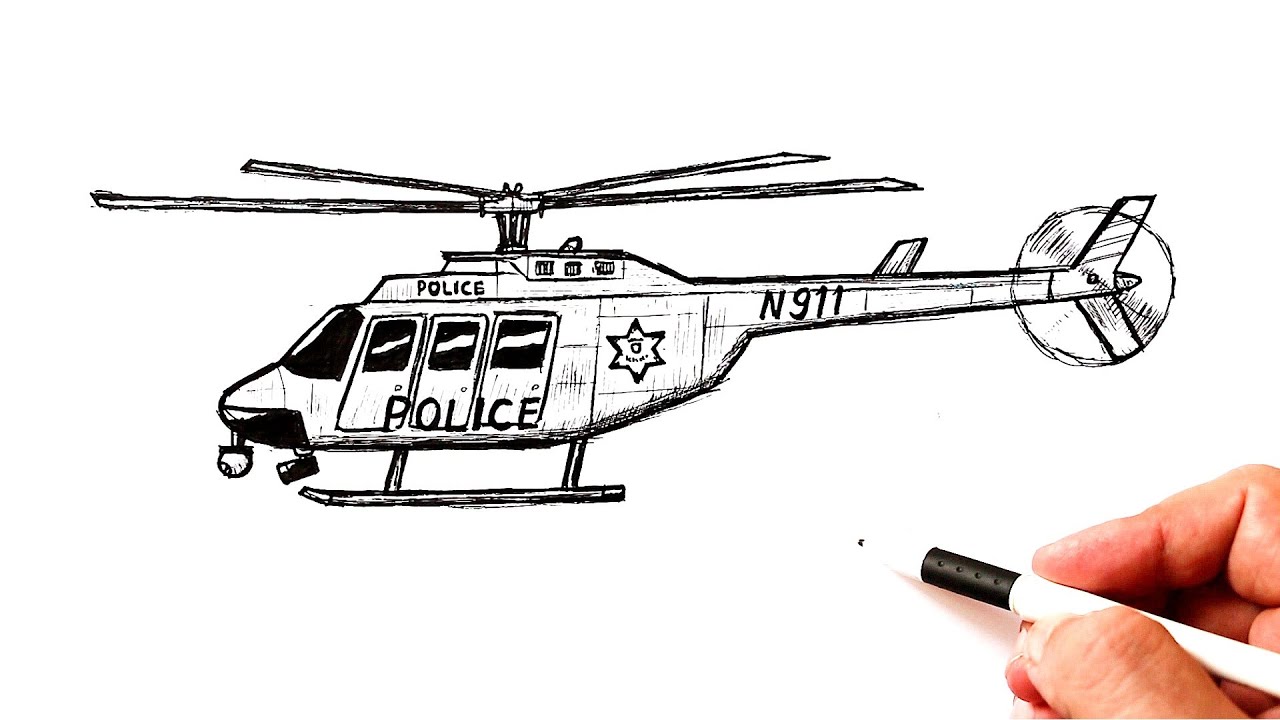 How to draw a Police helicopter | Easy Drawing tutorial - YouTube