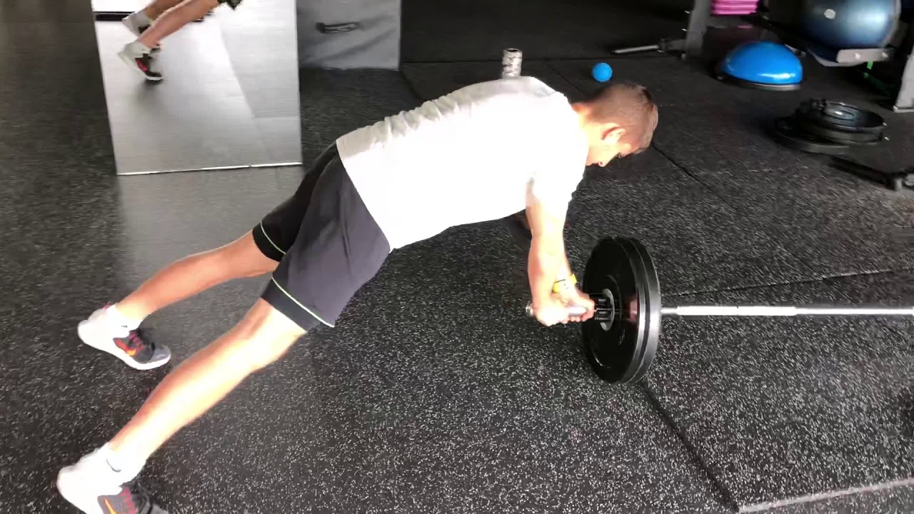 Barbell landmine side to side roll - YouTube