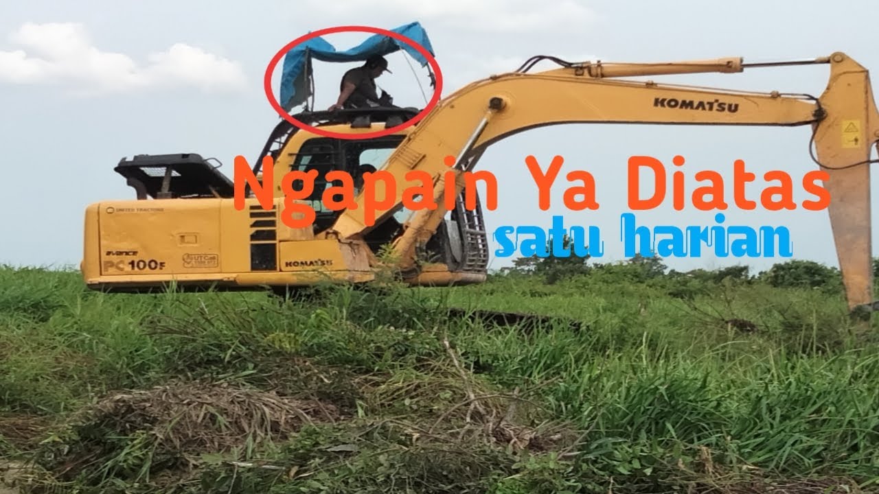 Aksi excavator tua komatsu pc 100 f kerja land clearing - YouTube