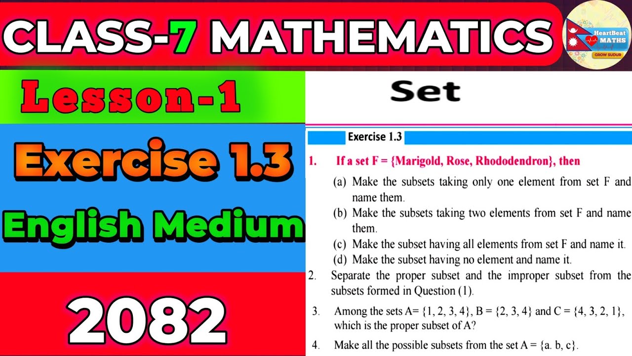 Class 7 Math Exercise 1.3 Solution English Medium | Class 7 Math Lesson ...
