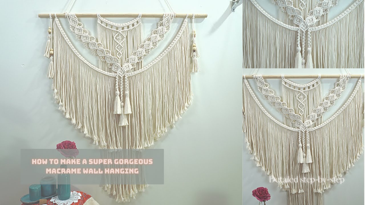 How to make a super gorgeous macrame wall hanging, step by step, easy for macrame beginners ...